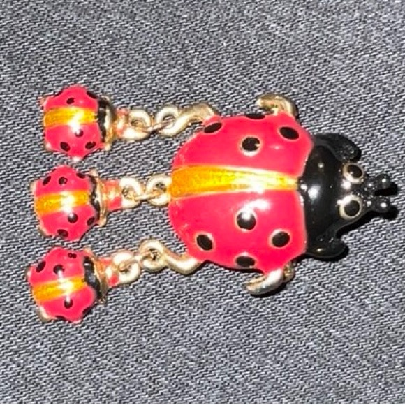 Unsigned | Jewelry | Lady Bug With Three Attached Baby Bugs Whimsical ...